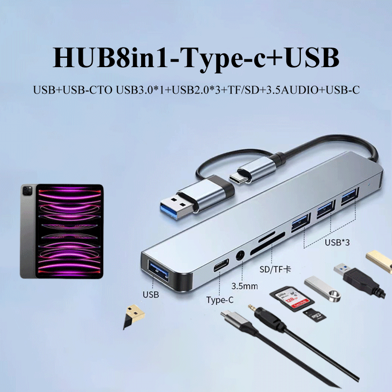 8-in-1 USB Hub 3.0 USB Hub Type-C Docking Station 5Gbps Transfer 4 ...