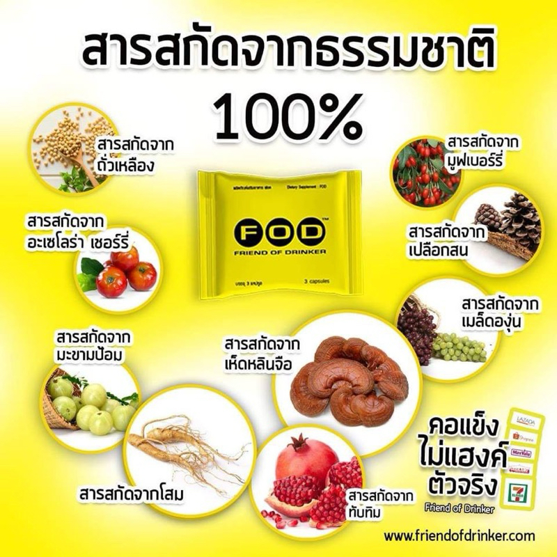 FOD ยาแก้เมา ยาแก้แฮงค์ กินแล้วคอแข็ง ไม่แฮงค์ บำรุงตับ 1 ซองบรรจุ 3 เม็ด | Shopee Thailand