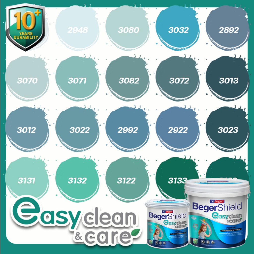 Beger easy clean & care อีซี่คลีน แอนด์แคร์ สีฟ้าอมเขียว กึ่งเงา 3 ลิตร ...