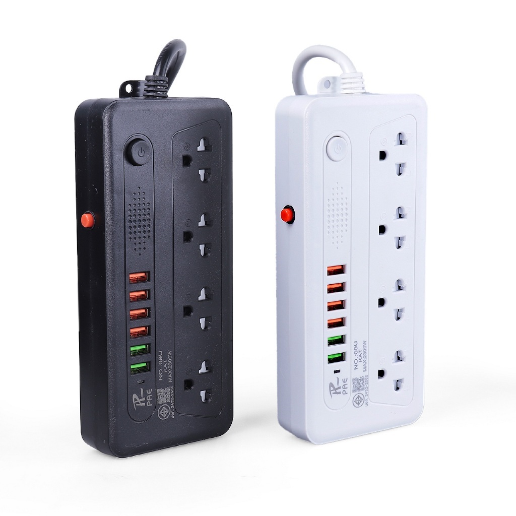 ปลั๊ก3ตา สายยาว5เมตร ปลั๊กไฟ 5 เมตร ปลั๊กไฟ USB 6 ช่อง ปลั๊กพ่วง ปลั๊กสามตา 4 ช่อง 2300W พร้อม ...