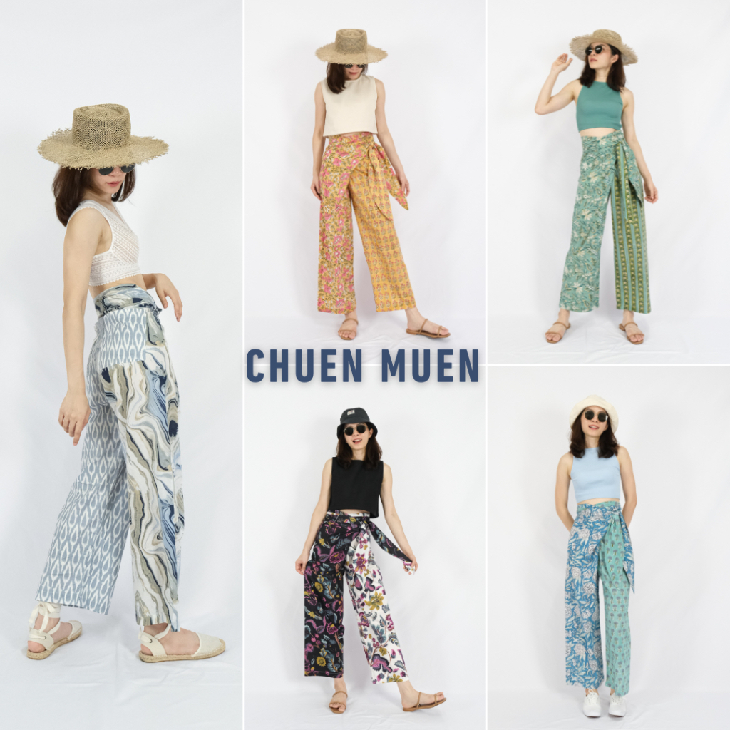 กางเกงขายาว Wrap Pants two colors made by indian cotton กางเกงเลผูกข้าง ...