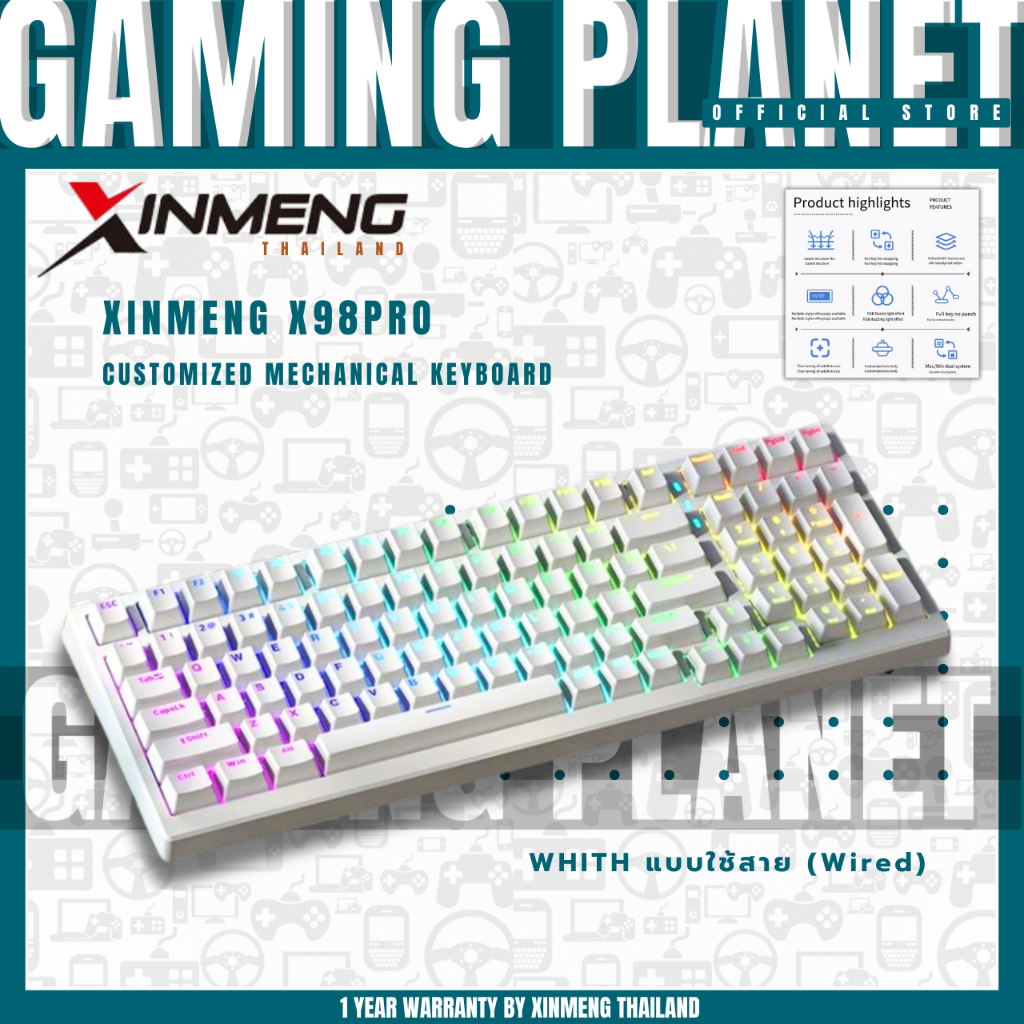 XINMENG X98 Pro-Mechanical keyboard-คีย์บอร์ด 99 คีย์ ไร้สาย Hot-swap 3 ...