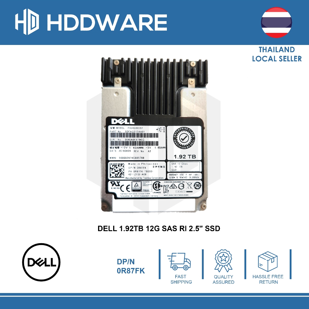 DELL 1.92TB 12G SAS RI 2.5" SSD // 0R87FK // SDFAG01DAA01 | Shopee Thailand