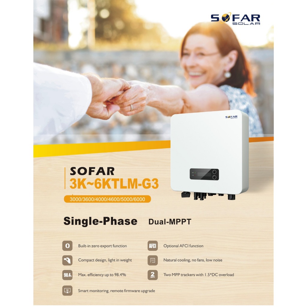 (รับประกัน 5ปี) กริดไท อินเวอร์เตอร์ SOLAR INVERTER 3.3 KW ยี่ห้อ SOFAR รุ่น 3300TL-G3 #แถม Wifi ...