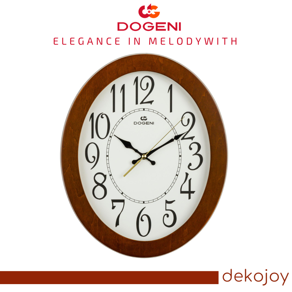 DOGENI นาฬิกาแขวนไม้ รุ่น WNW004DB ทรงรี ดีไซน์เรียบหรู Dekojoy | Shopee Thailand