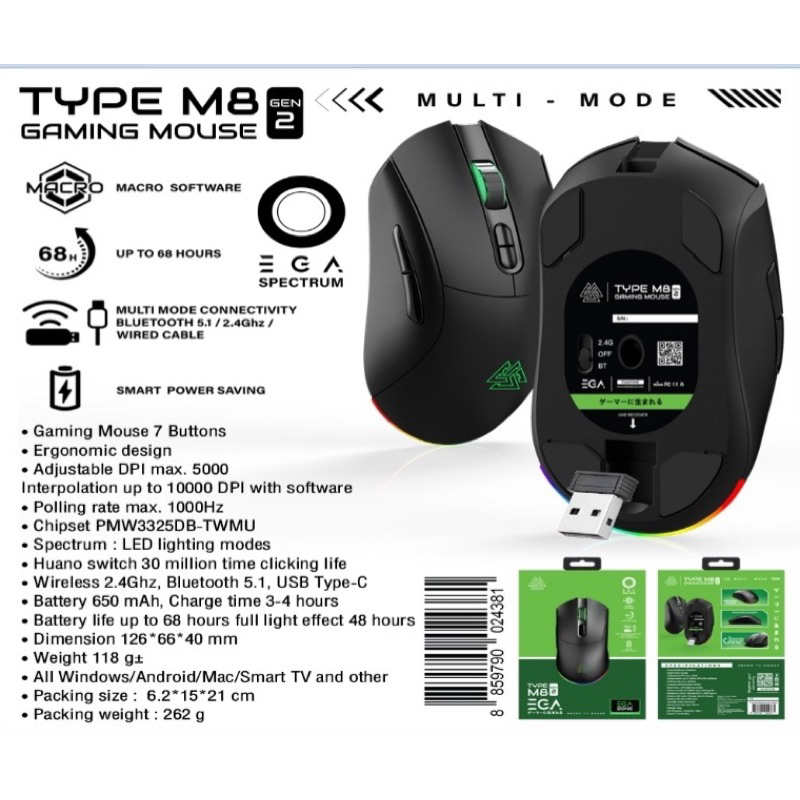 EGA M8GEN2 TYPE M8 GAMING MOUSE | Shopee Thailand