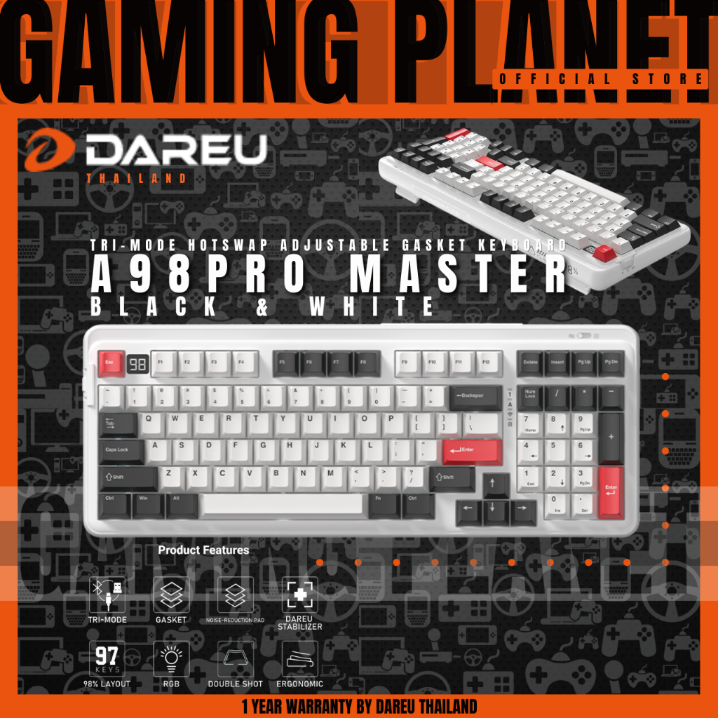 DAREU A98 Pro Master Wireless Adjustable Gasket แมคคานิคอลคีย์บอร์ดไร้ ...