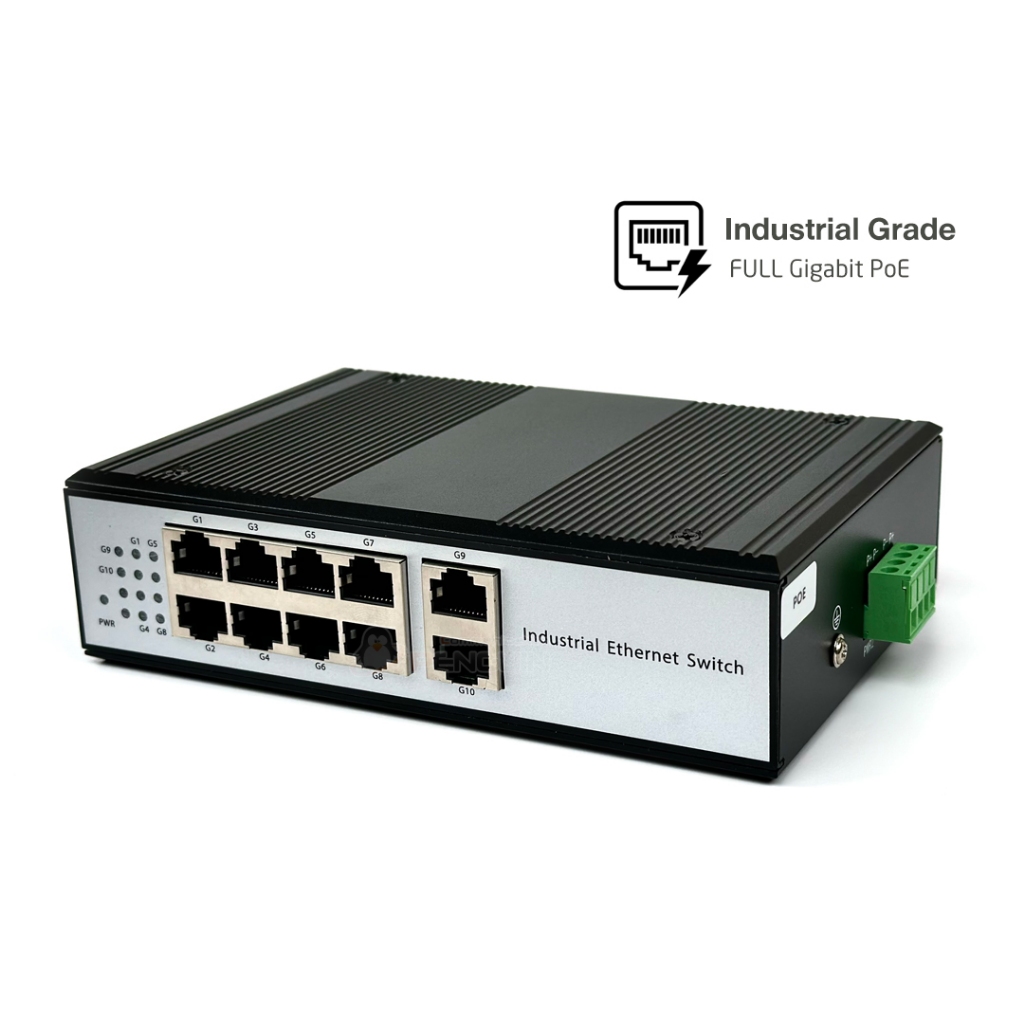 10 Port Full Gigabit Industrial PoE Switch (8 PoE + 2 Uplink) | Shopee ...