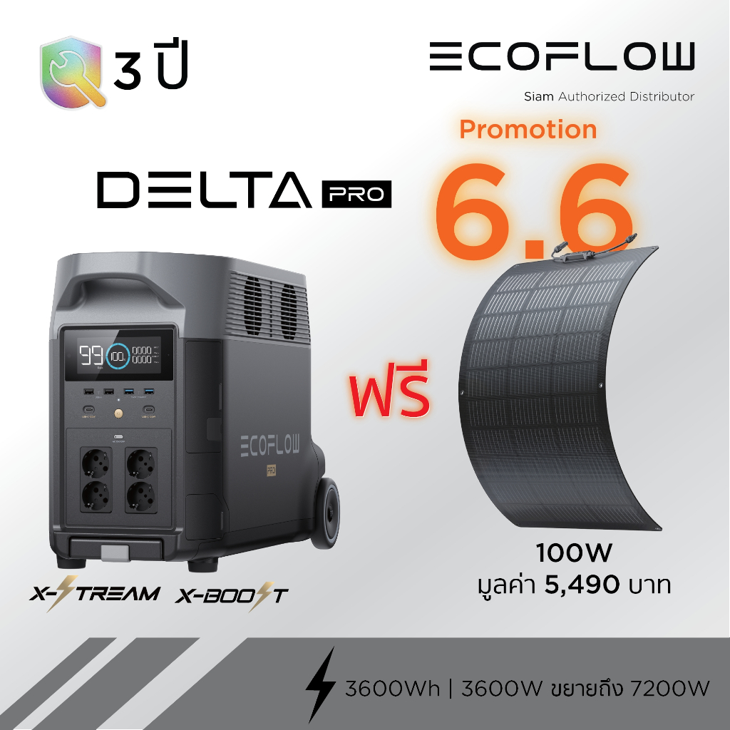 ECOFLOW DELTA Pro แบตเตอรี่บ้านแบบพกพา 3600Wh/3600Wิ โปร 6.6 | Shopee Thailand
