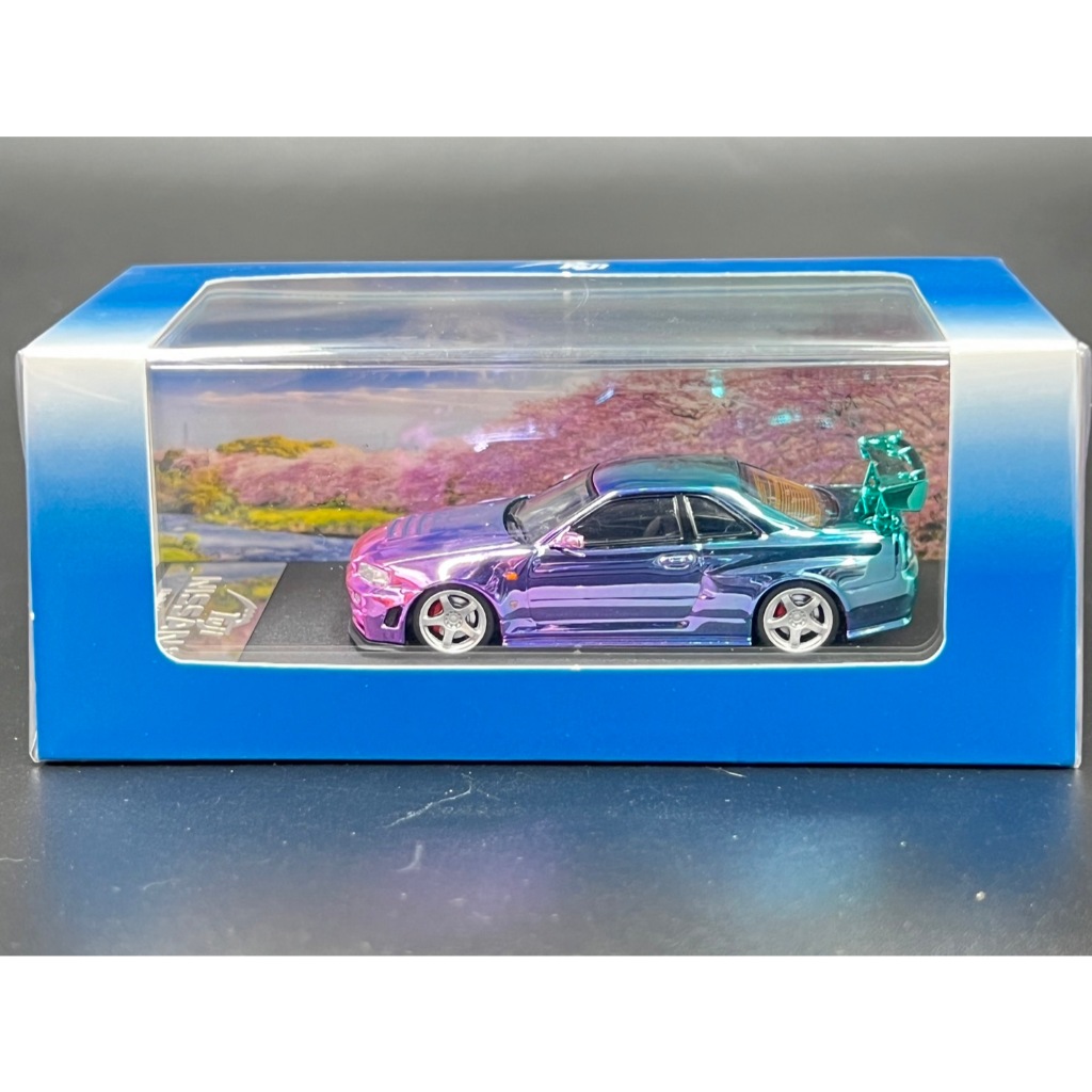 Fuji 1/64 Diecast Skyline Skyline GT-R R34, Nismo Z-Tune High Wing version diecast model.Purple ...