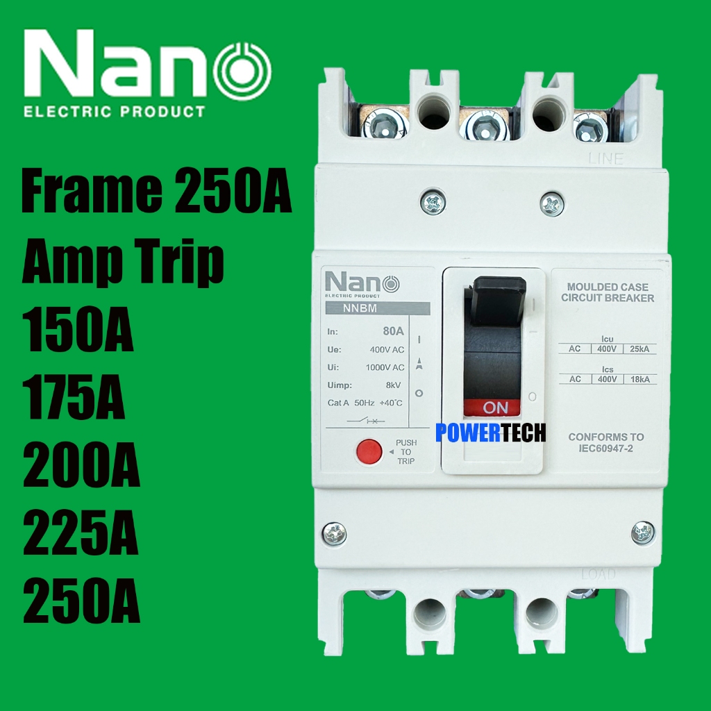 Nano Breaker MCCB เบรกเกอร์ รุ่น NNBM-250S 3P 25kA 150A 175A 200A 225A ...