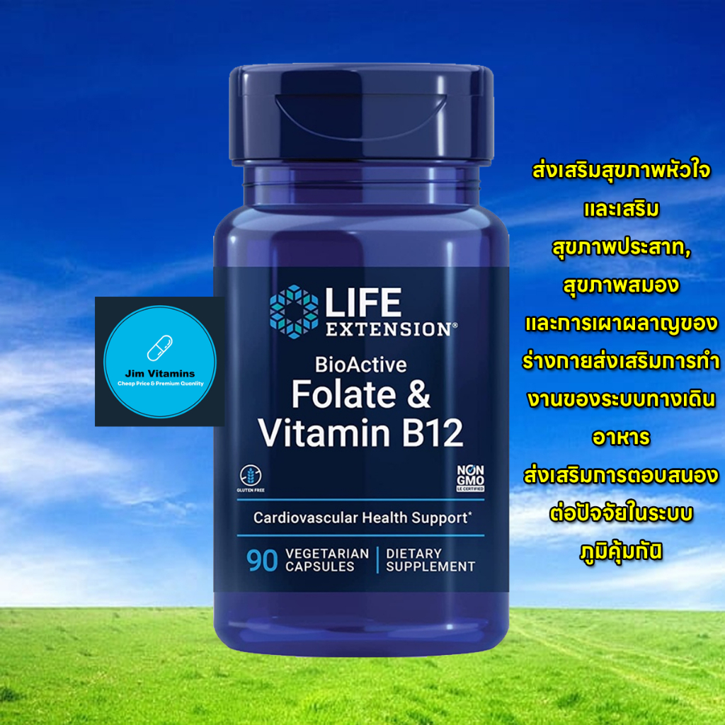 Life Extension BioActive Folate & Vitamin B12 / 90 vegetarian capsules ...