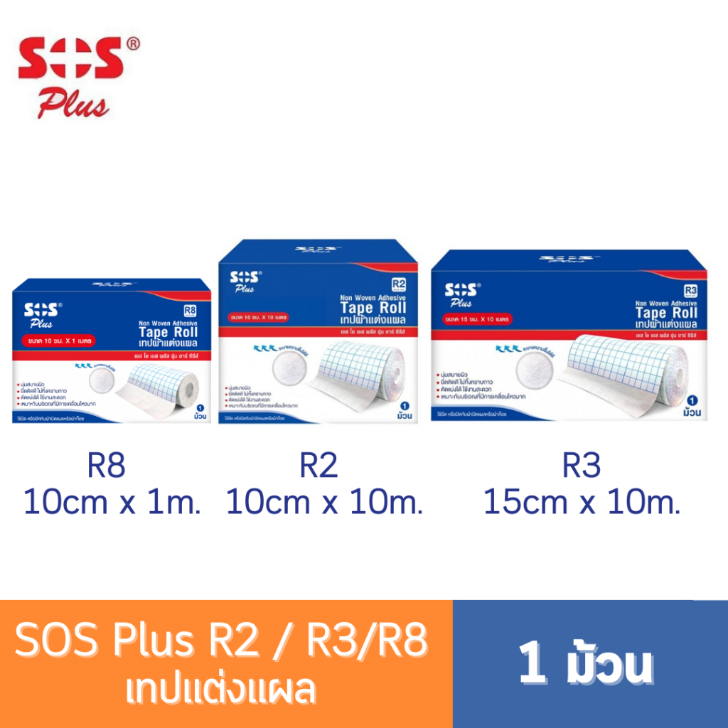 SOS Plus R2 / R3/R8 เทปแต่งแผล เทปปิดแผล เทปติดสายให้อาหารทางจมูก ...