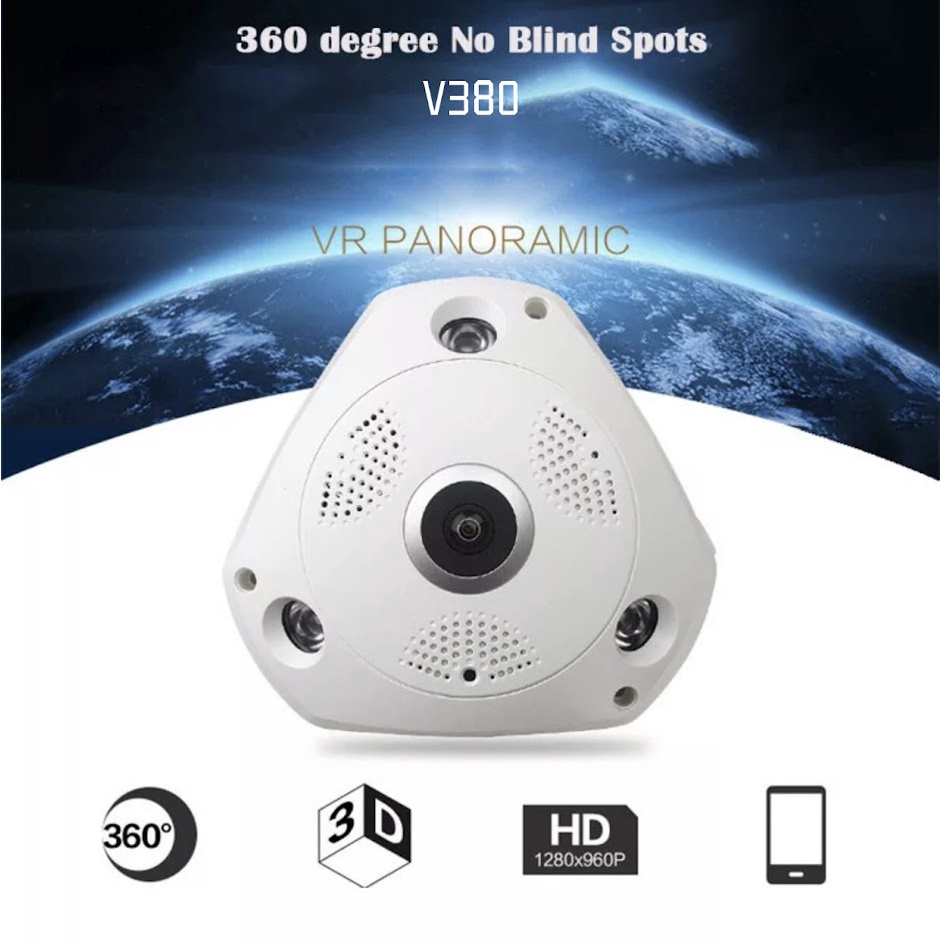กล้องวงจรปิด HD 360 องศา Camera VR Cam 3D 130VR IP CAMERA 3D Panoramic camera ใช้แอพ V380 Pro ...