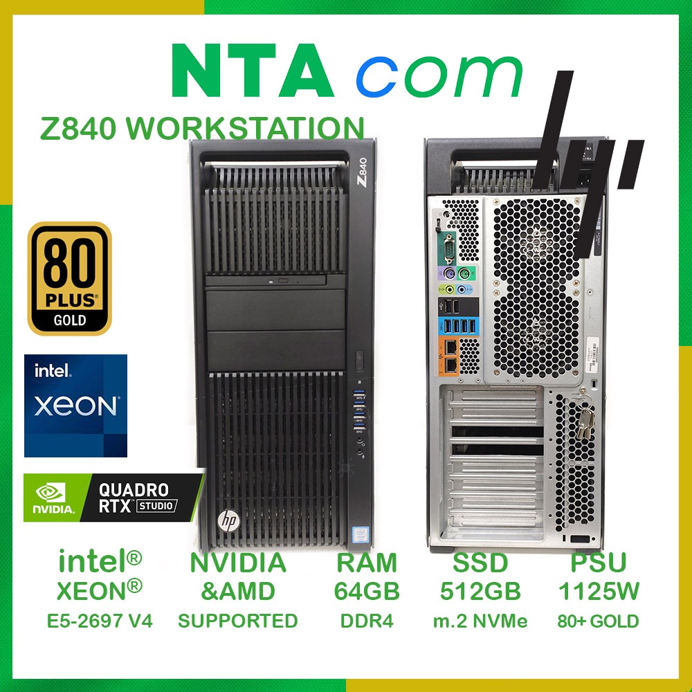 HP Z840 INTEL XEON E5-2697V4 36C / 72T RAM 64GB NVMe 500GB + SAS 4TB ...