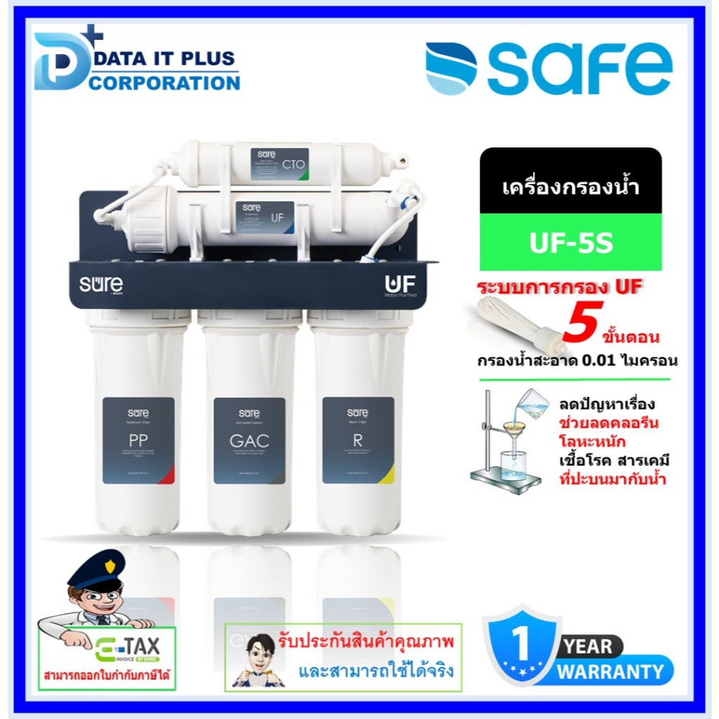 SAFE เครื่องกรองน้ำดื่มเซฟ 5 ขั้นตอน ระบบ UF รุ่น SURE UF-5S | Shopee Thailand