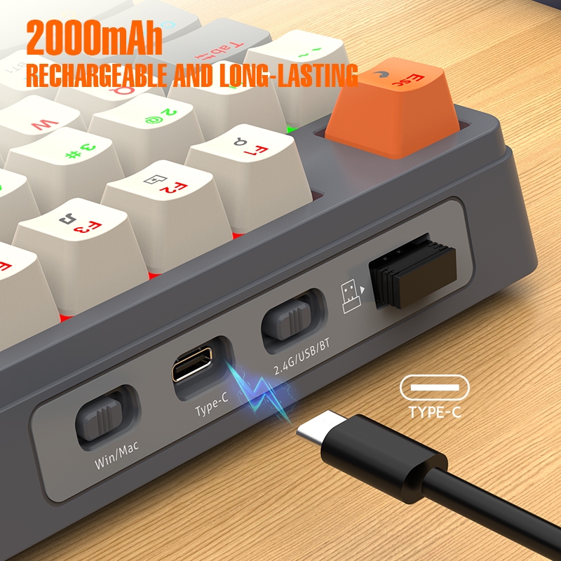 XUNFOX K95 อุปกรณ์บลูทูธไร้สายคีย์บอร์ด Wired+2.4G+BT Wireless ...