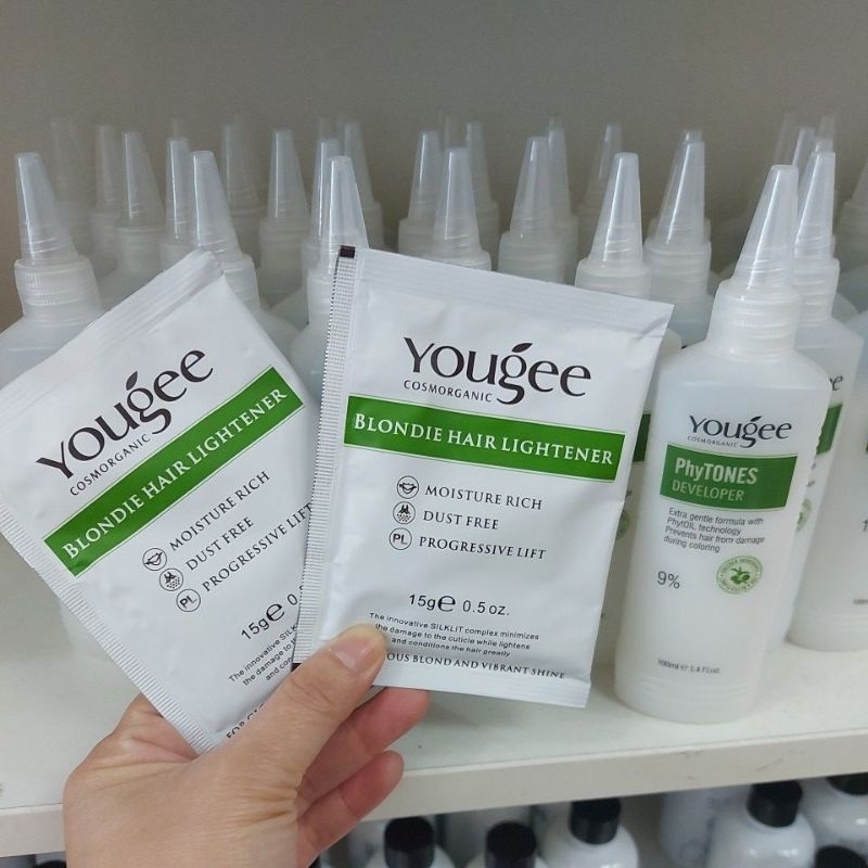 ยูจี ชุดฟอกสีผม 15 g. 2 ซอง + Developer 100 ml. ไม่แสบ ไม่ฉุน ไม่ทำลาย ...
