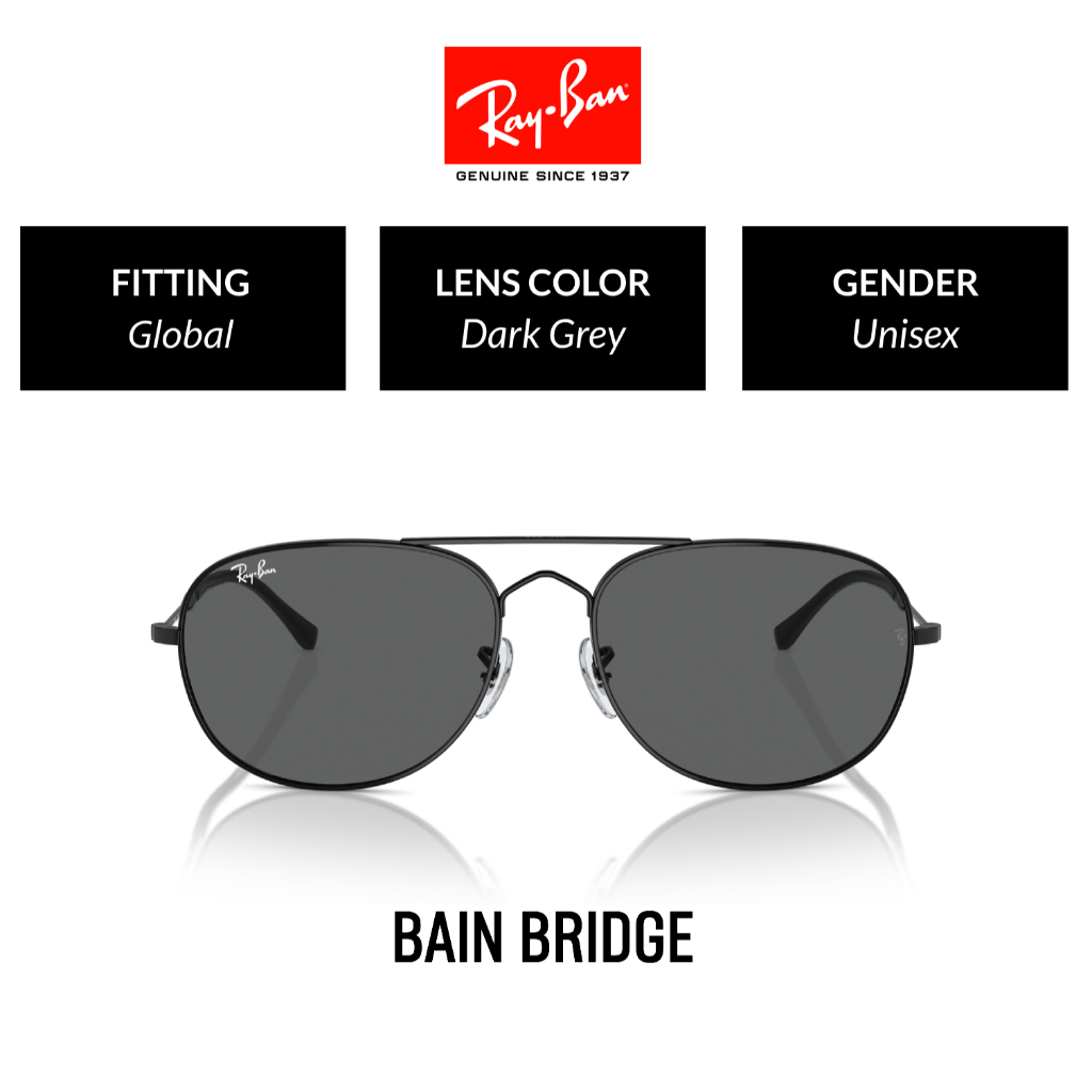 RAY-BAN AVIATOR BAIN BRIDGE RB3735 002/B1 60 | Shopee Thailand