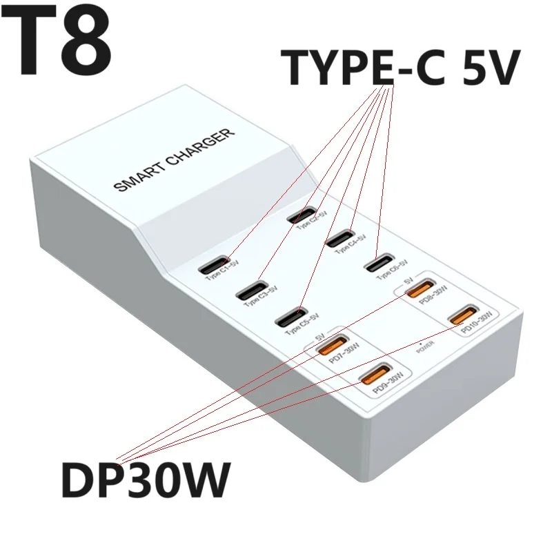 ื์NEW 10-Port USB C Charging Dock Station Desktop USB PD Fast Charger ...