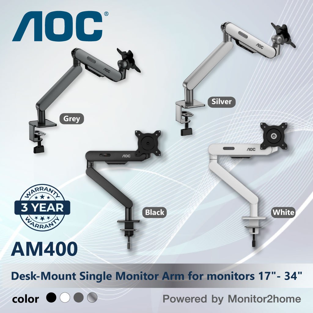 ขาตั้งจอ AOC AM400 Series Single Desk Monitor Arm for monitors from 17" to 34" รองรับน้ำหนัก 2 ...