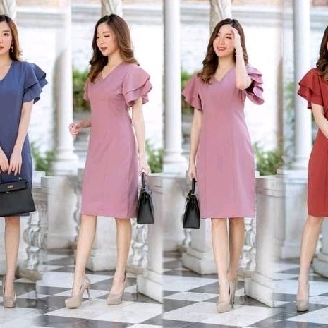 (New) เดรสสีชมพู Kanlaya shop #size M | Shopee Thailand