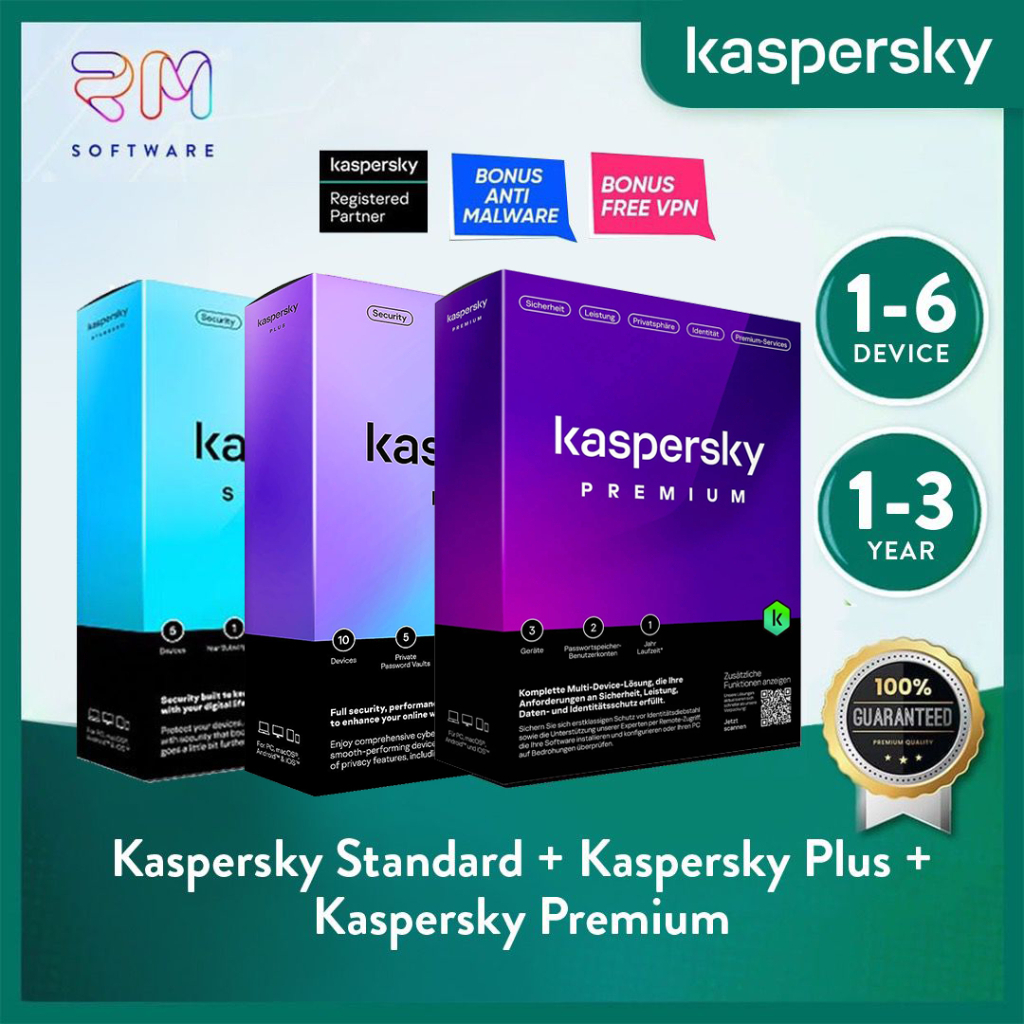 Kaspersky Premium | Plus | Total Security Antivirus | 1 to 5 PC Device ...
