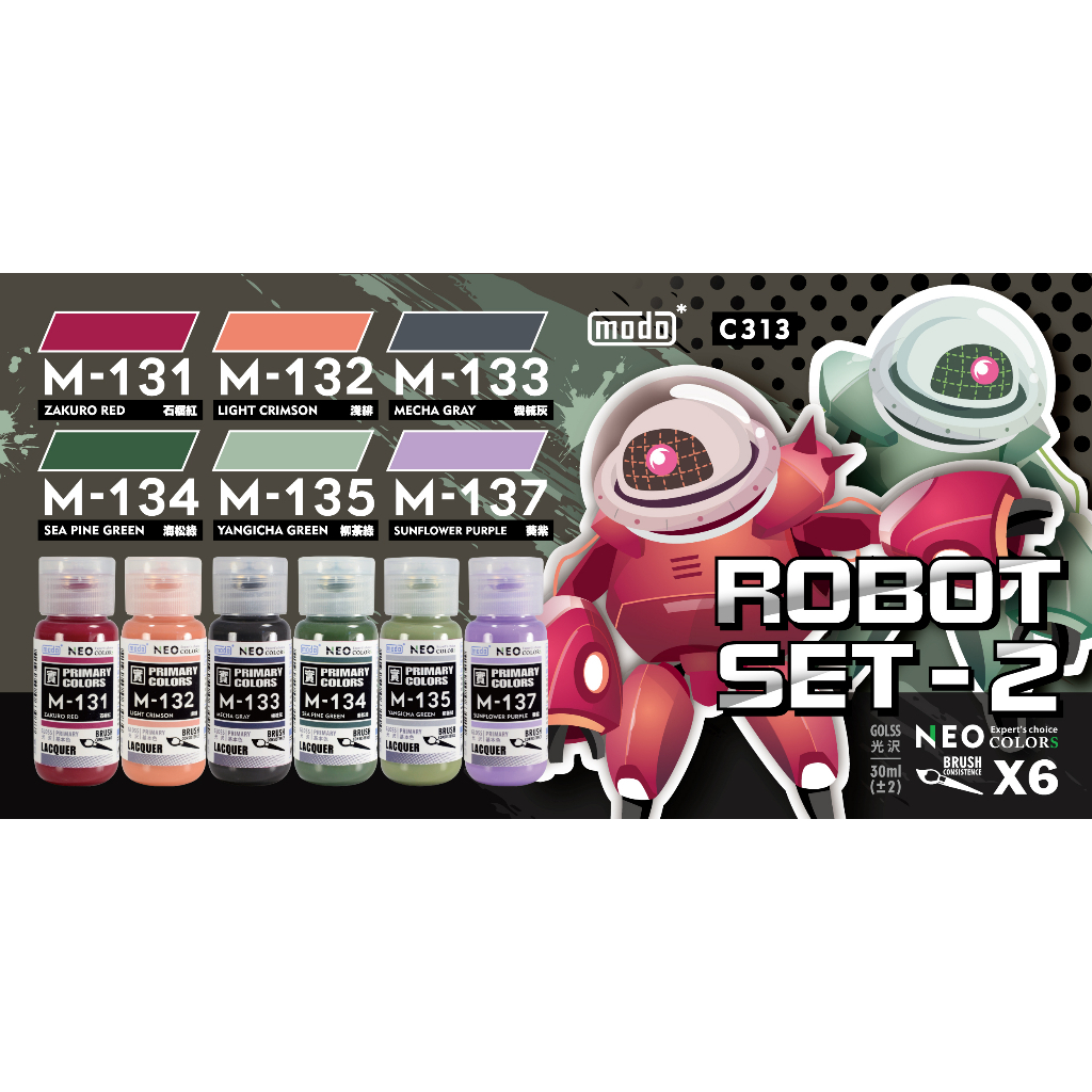 MODO C313 ROBET SET 2 กลุ่มโทนสีเทา 6สี แบบยกเซต ต้องผสม 1:2.5 | Shopee ...