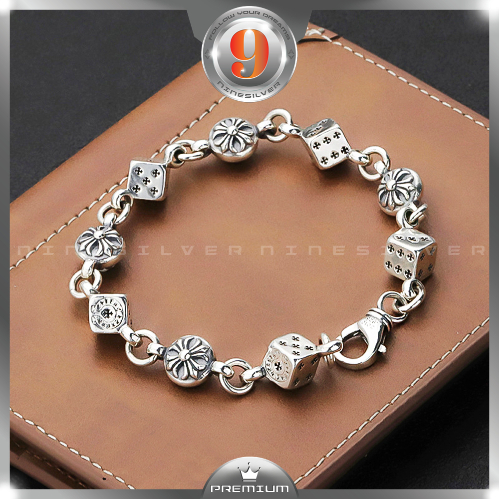 CHROME HEARTS DICE BRACELET สร้อยข้อมือโครมฮาร์ท 925 อเมริกันวินเทจ NS12 | Shopee Thailand