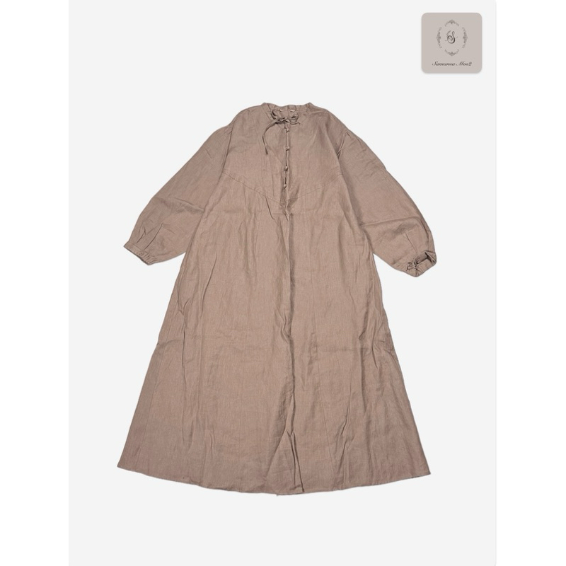 samansa mos2 เดรสผ้าลินินสไตล์มินิมอล ไซต์F แบรนด์ญี่ปุ่นมือ1ตัดป้าย | Shopee Thailand