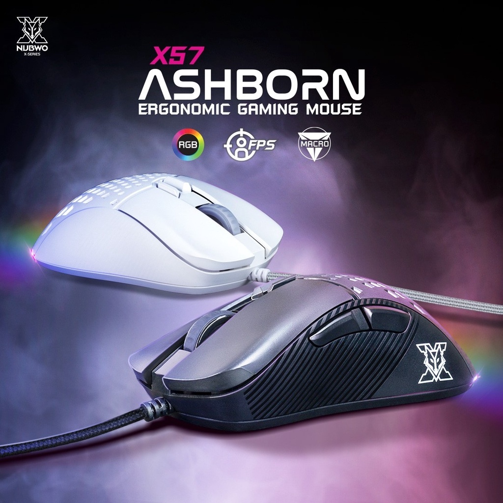 Nubwo X57 เมาส์เกมมิ่ง ปรับมาโครได้ มีไฟ RGB ปรับ DPI ได้ น้ำหนักเบา ...
