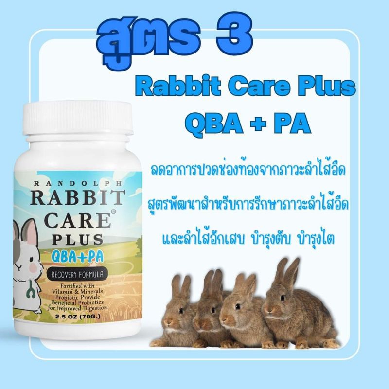 RANDOLPH RABBIT CARE อาหารเสริมพลังงานกระต่ายป่วย สูตร QBA+PA 70 กรัม ...