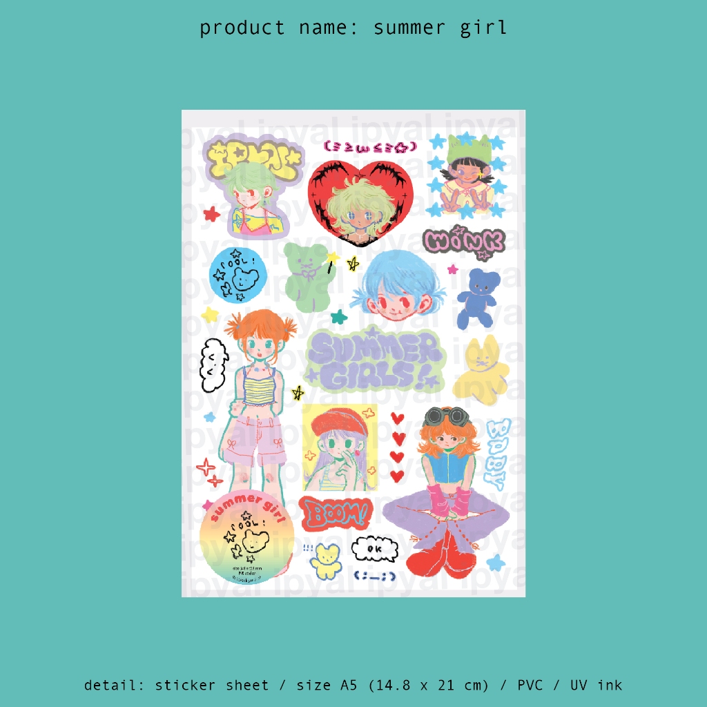 summer girls / sticker sheet / size A5 | Shopee Thailand