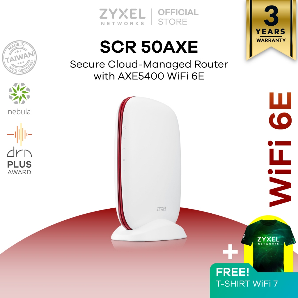ZYXEL SCR 50AXE เราเตอร์ WiFi 6E AXE5400 Tri-Band Secure Cloud-managed ...