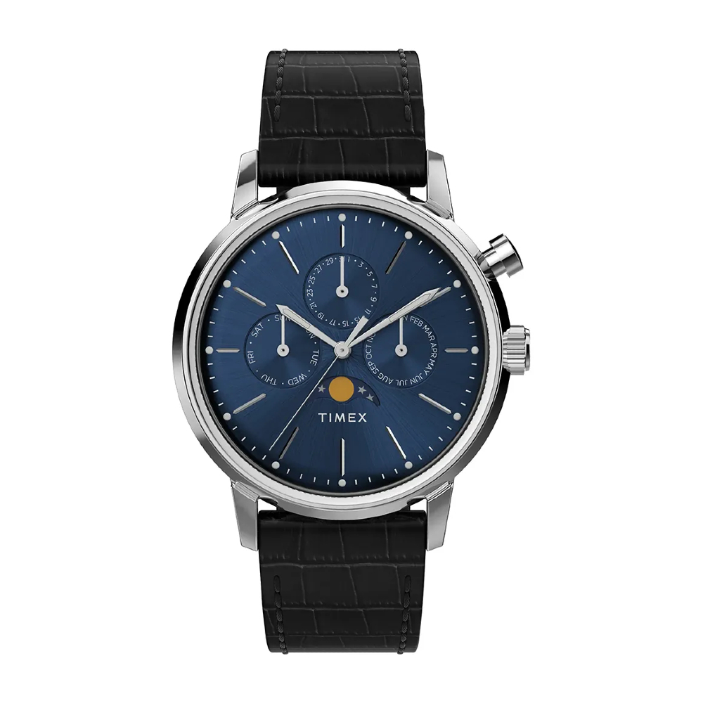 Timex TW2W51200 Marlin® Moon Phase Leather Strap Watch 40mm | Shopee ...