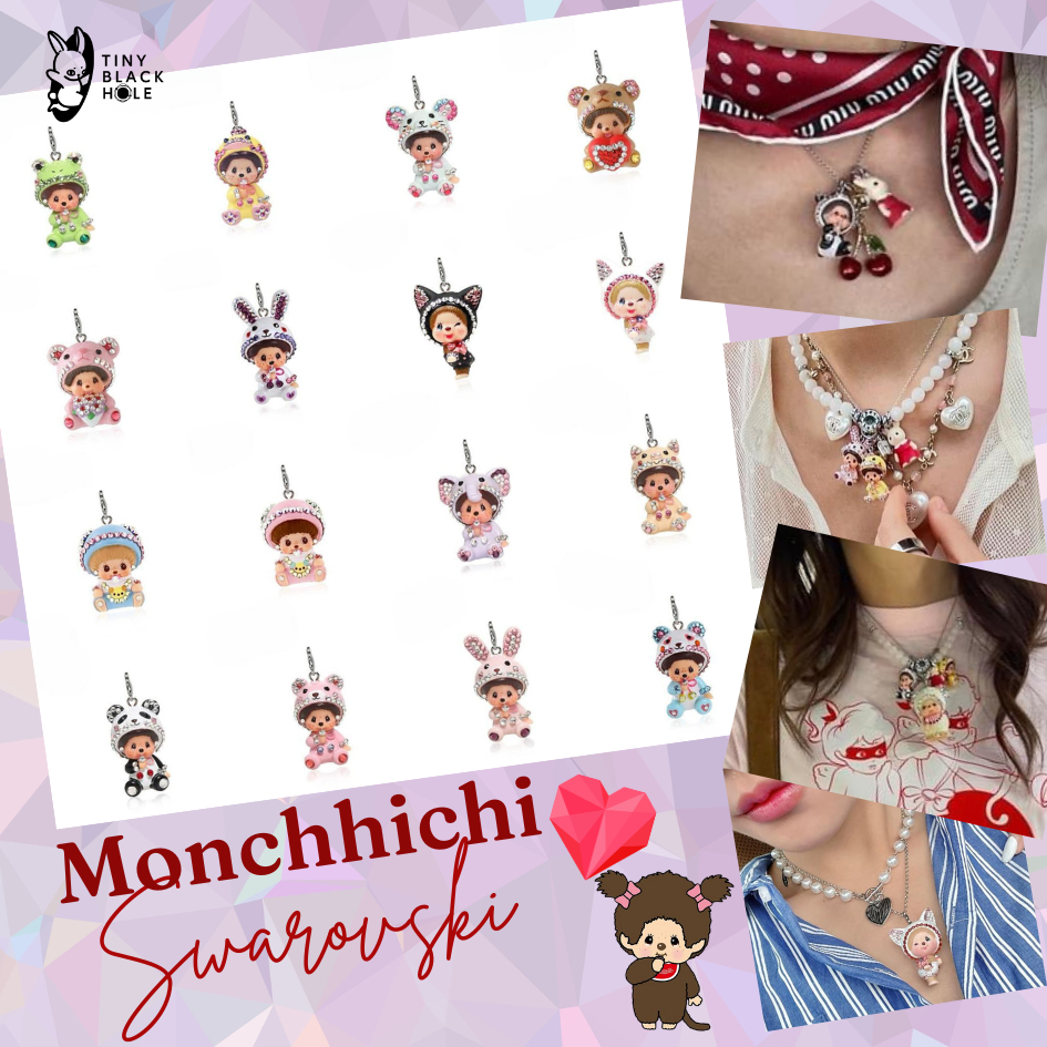 [พร้อมส่ง] รวมสินค้า Monchhichi Charm x Swarovski crystal จี้ห้อยคอ พวง ...