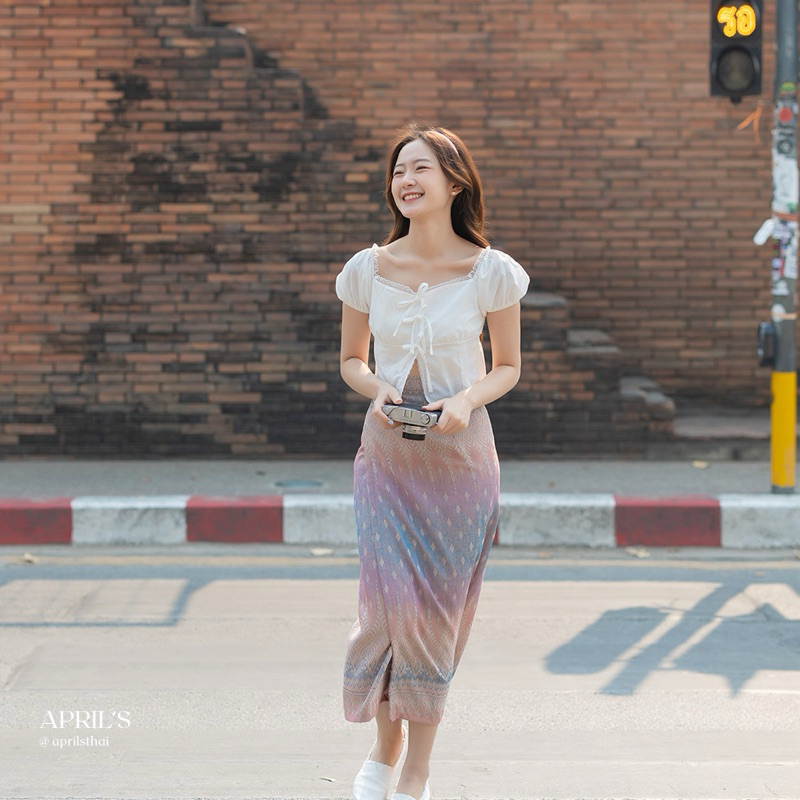 Aprils Jam Pee Skirt กระโปรง ซิ่นแบบป้ายผูก รุ่นจำปี Shopee Thailand