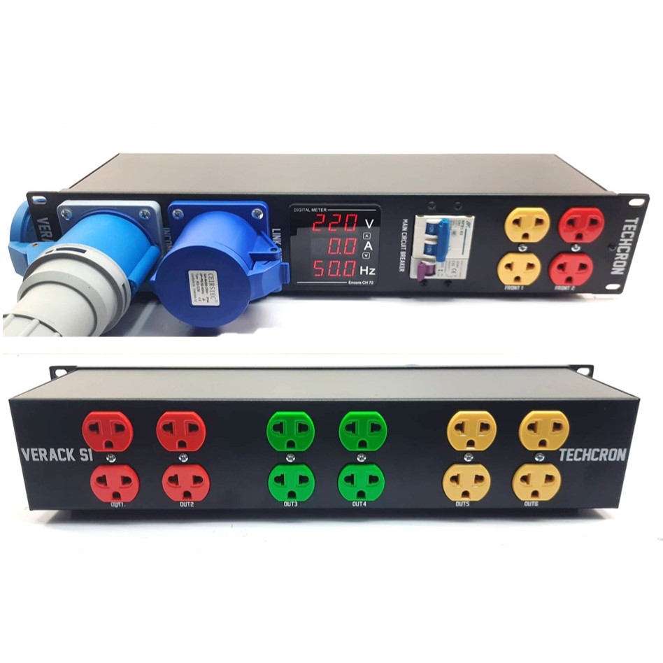 Techcron ชุดโหลด VRACK ขนาด 2U 1 เฟส 32A รุ่น VRACK S1 จอแสดงผล โวล์ท แอมป์ เฮิร์ท งานเกรดพรีเม ...
