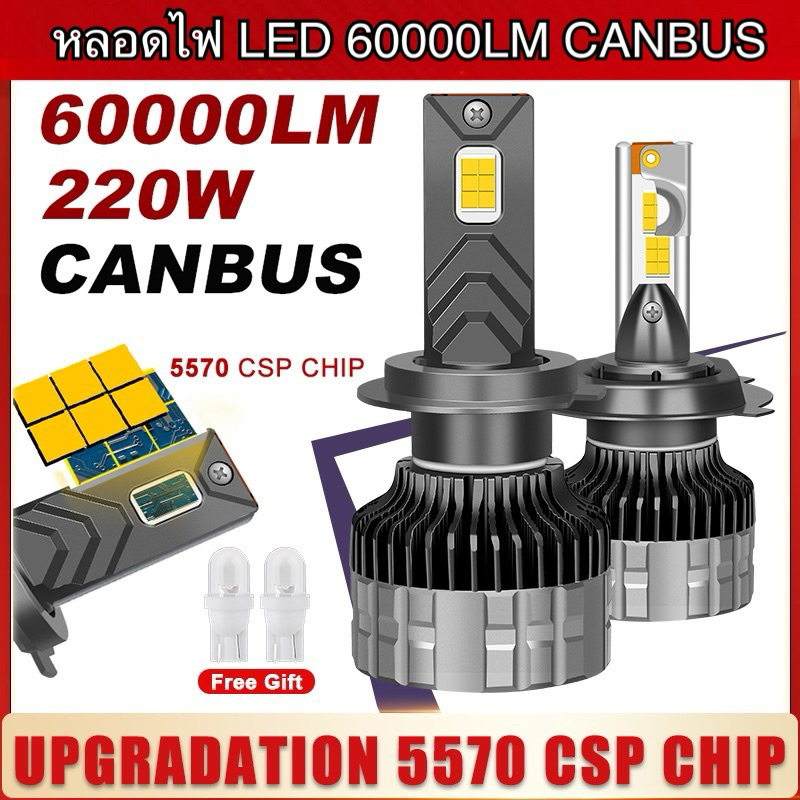 หลอดไฟ 60000LM 220W ไฟตัดหมอก H1 HB3 HB4 Hir2 9005 9006 H8 H9 ไฟรถยนต์ 5570 CSP | Shopee Thailand
