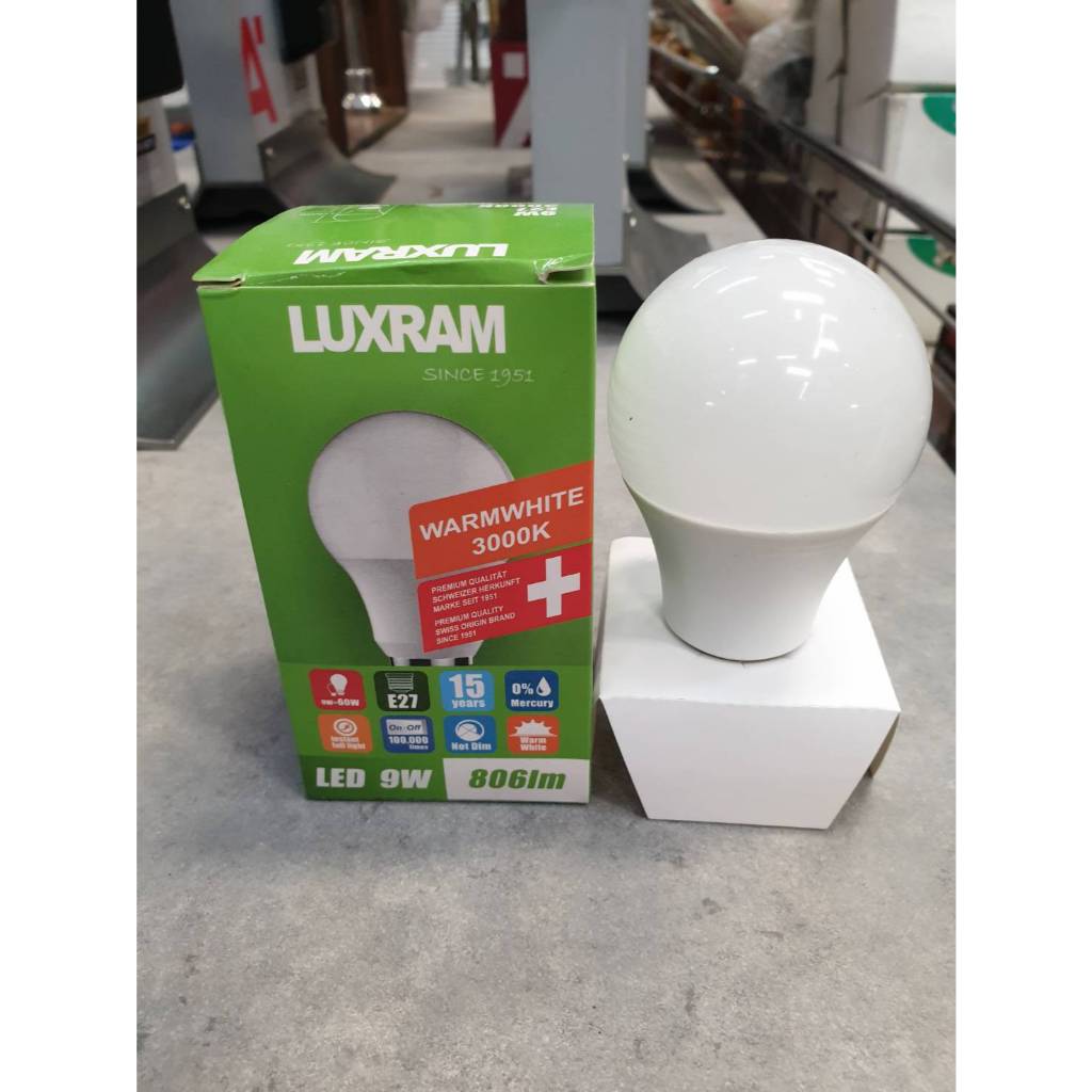 LUXRAM หลอดไฟ LED 9 วัตต์ Warm White (แสงสีเหลือง) ขั้ว E27 | Shopee ...