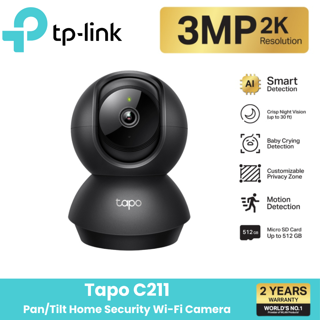 TP-Link Tapo C211 กล้องวงจรปิดไวไฟ Black Edition ความละเอียด 2K 3 MP ...