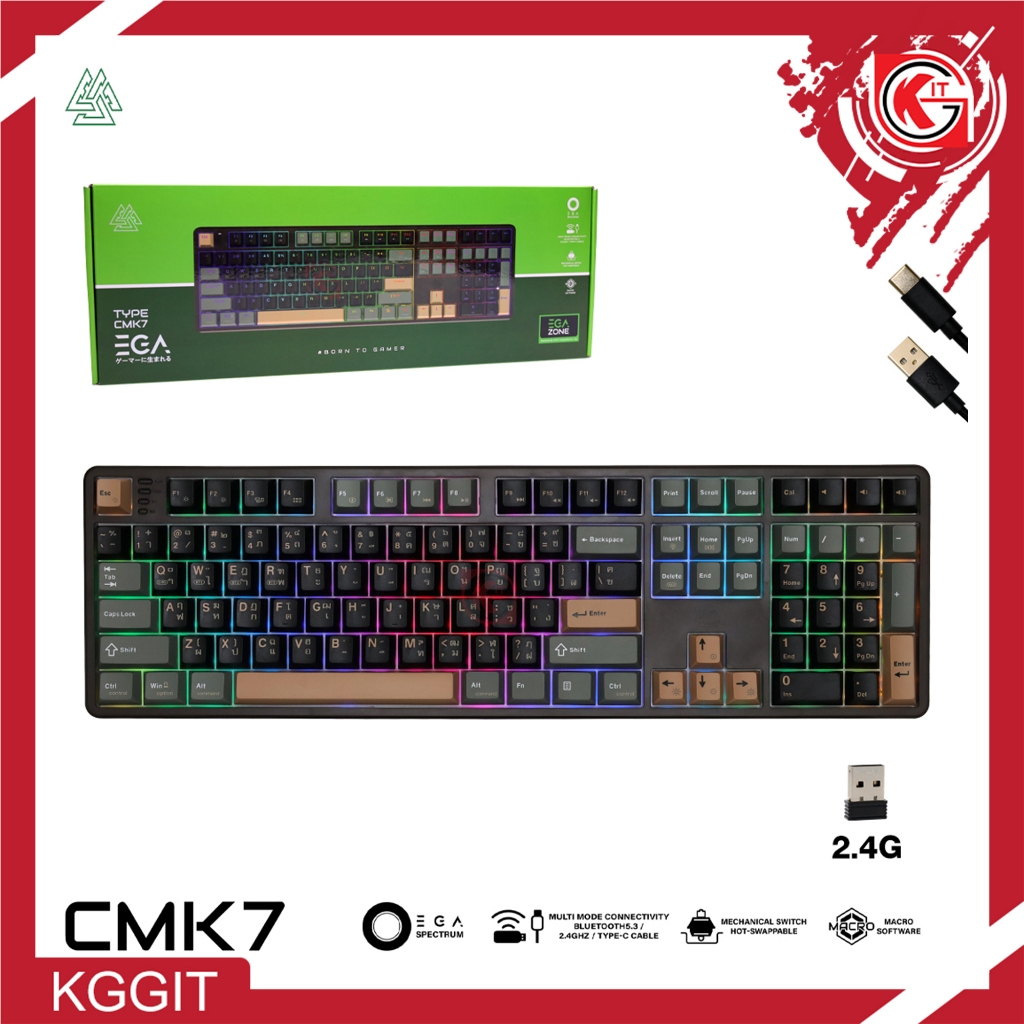 คีย์บอร์ด EGA TYPE CMK7 ไร้สายแบบ MULTI MODE CONNECTIVITY รองรับ ...