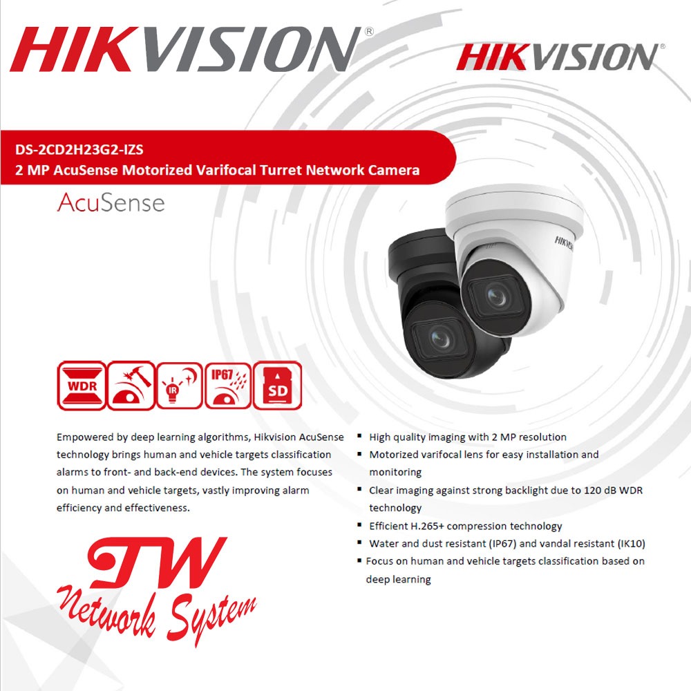 2 MP AcuSense Motorized Varifocal Turret Network Camera | Shopee Thailand