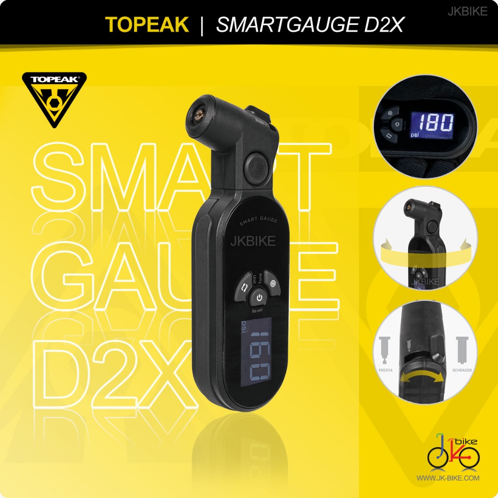 NEW! เกจ์วัดลมดิจิตอลแบบพกพา TOPEAK SMARTGAUGE D2X วัดค่าสูงสุด 260psi/18bar | Shopee Thailand