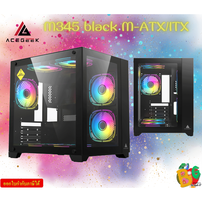 ACEGEEK CASE M345 BLACK Motherboard Compatible M-ATX/ITX รับประกัน ...