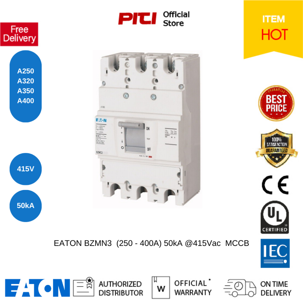 EATON BZMN3 (250 - 400A) 50kA @415Vac MCCB , Molded Case Circuit Breaker | Shopee Thailand