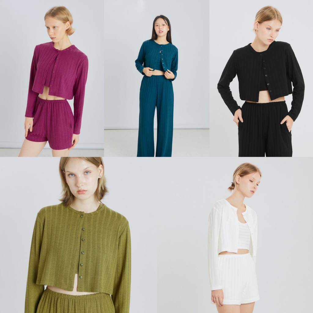 picht - Yarn crop cardigan เสื้อคาร์ดิแกนไหมพรม แขนยาว มีกระดุมหน้า ...
