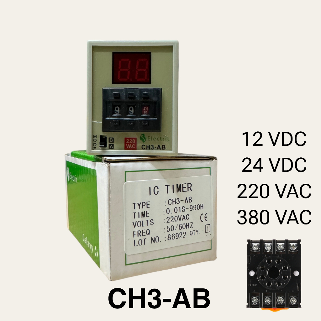 CH3-AB Timer ไทม์เมอร์ 12V 24V 220V 380V | Shopee Thailand