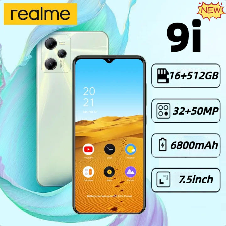 Realmi 9i 5Gสมาร์ทโฟนหน้าจอHDขนาด7.5นิ้ว16GB+512GB 6800MAh Dual SIM ...