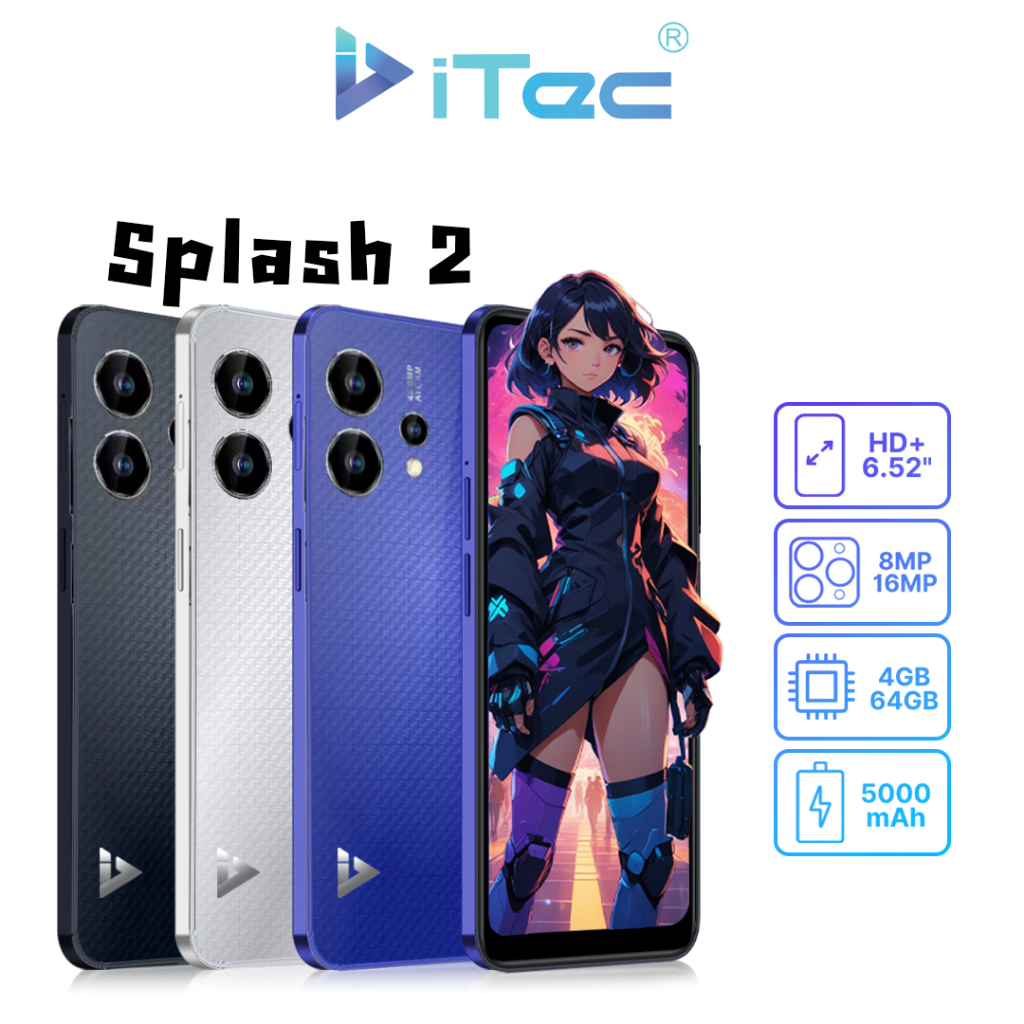 โทรศัพท์ iTec รุ่น Splash2 (4+64GB) จอ6.528นิ้ว สมาร์ทโฟน 4G Bluetooth เล่นเกม ประกันศูนย์12+1 ...